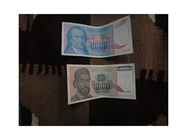 novcanica od 1000 i 5000 dinara 1994.g