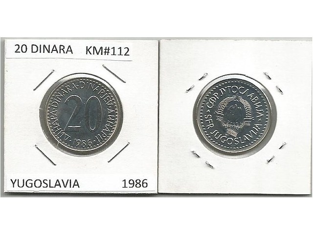 Jugoslavija 20 dinara 1986. UNC  KM112  M#61.2 u karton