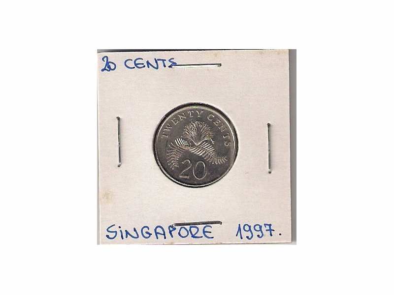 a9 Singapore Singapur 20 cents 1997. UNC