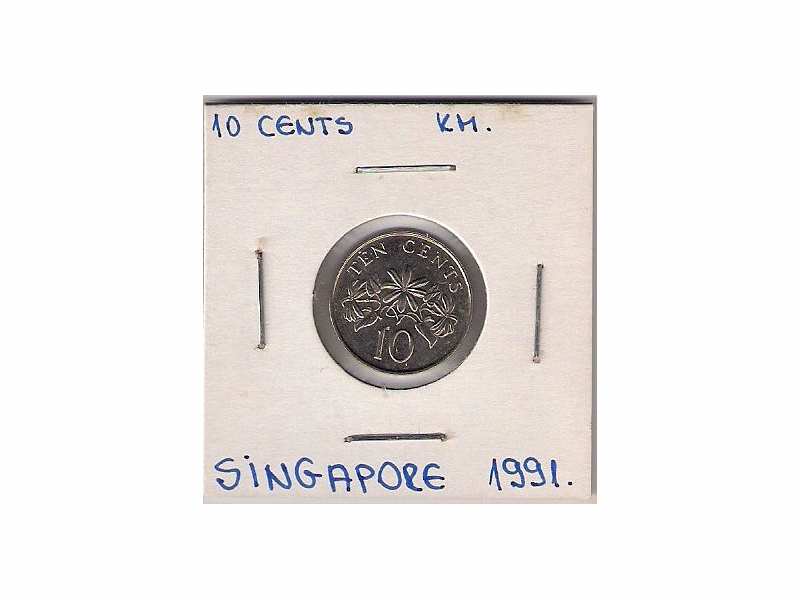 a9 Singapore Singapur 10 cents 1991. UNC