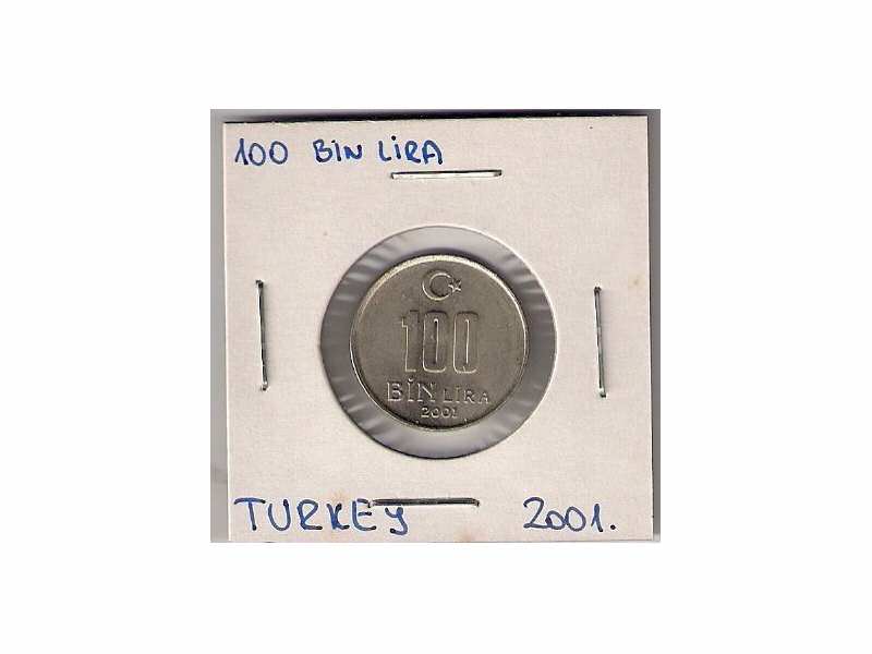 a3 Turska 100 bin lira 2001. AUNC