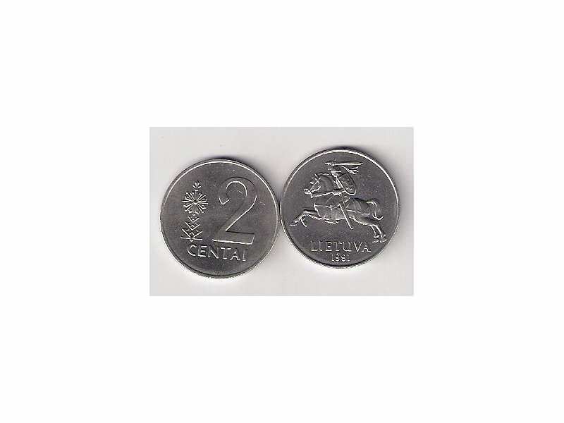 Litvanija 2 centai 1991. UNC/AUNC
