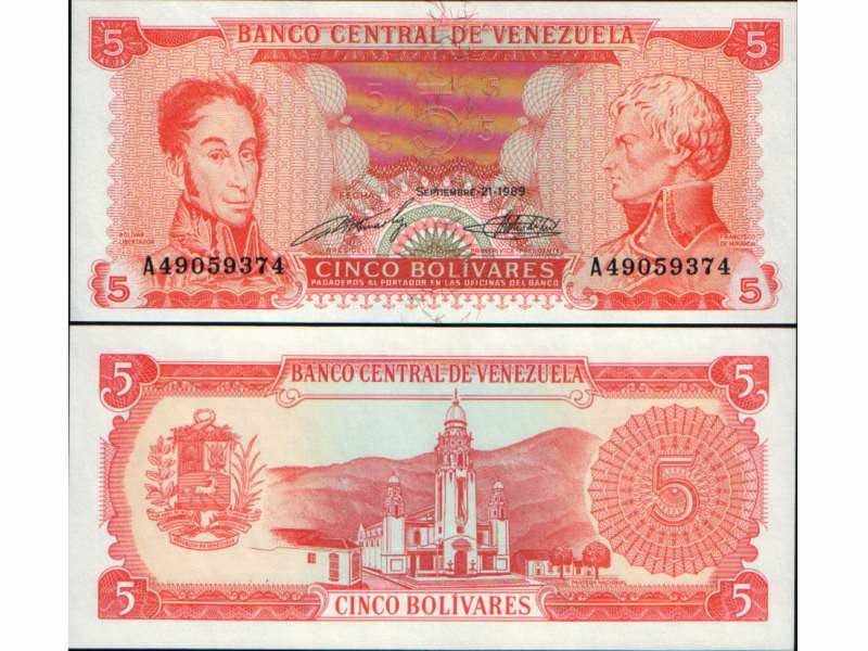 Venezuela 5 Bolivares 1989. UNC.