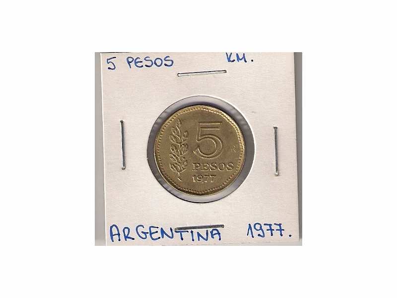 a5 Argentina 5 pesos 1977. AUNC