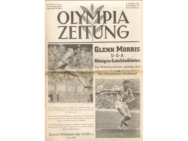 OLYMPIA ZEITUNG novine olimpijskih igara u berlinu 1936