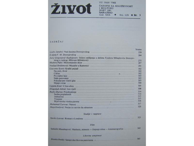Zivot, casopis za knjizevnost i kulturu br.3/1981