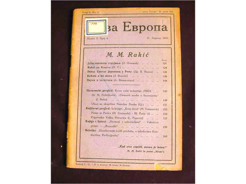 Nova Evropa, 1921