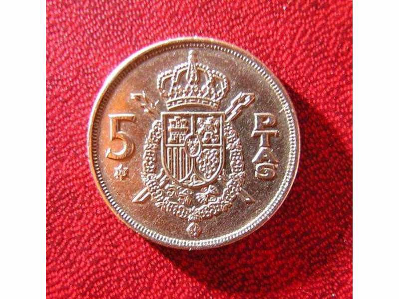 Španija 5 pesetas 1975.