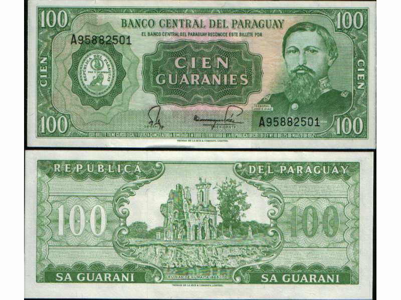 Paraguay 100 Guaranies 1952. UNC.