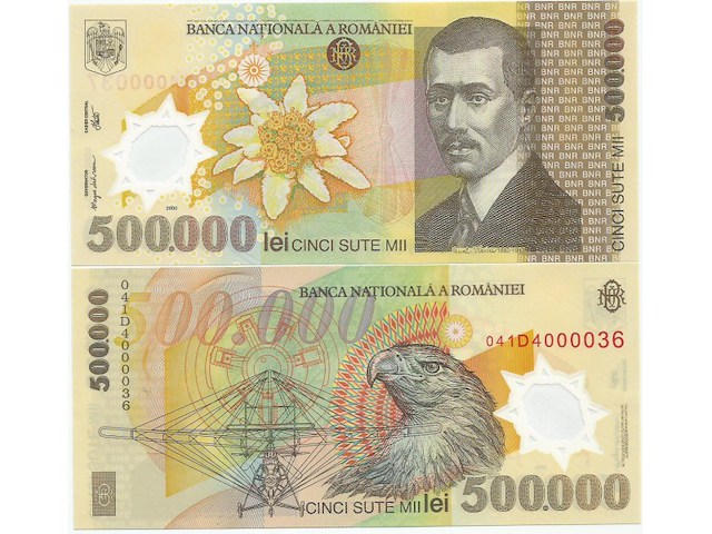 Rumunija 500.000 lei 2000. UNC POLIMER