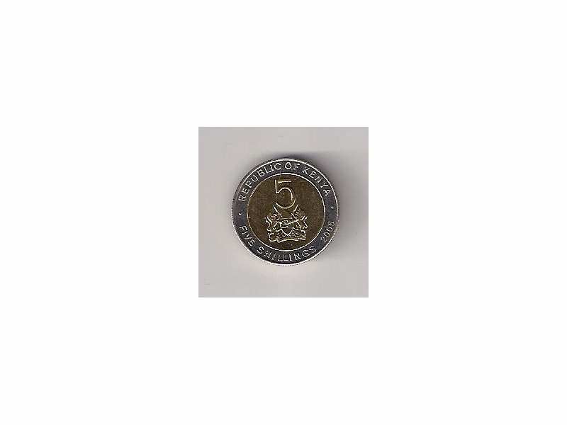 Kenya Kenija 5 Shillings 2005. UNC Bimetal