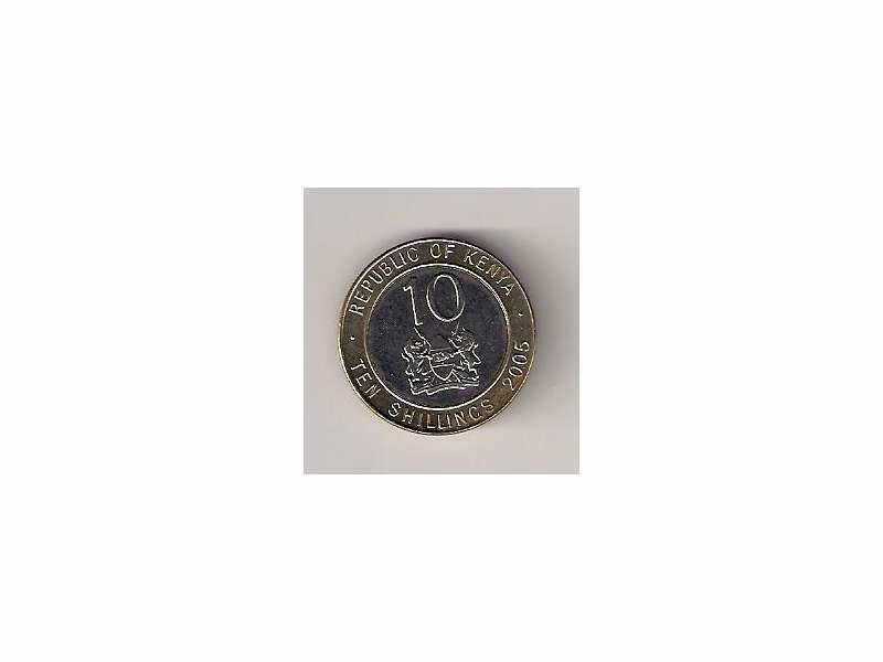 Kenya Kenija 10 Shillings 2005. UNC Bimetal