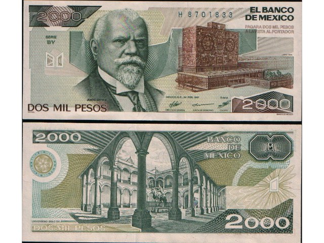 Mexico 2000 Pesos 1087. P-86b. UNC.