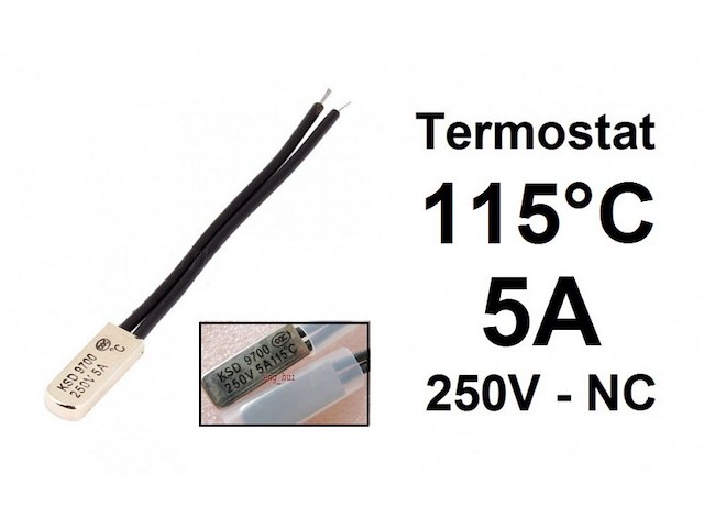 Termostat - 115°C - 5A - 250V - NC - bimetal