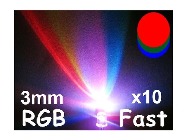 LED RGB dioda - brza - 3mm - 10 komada