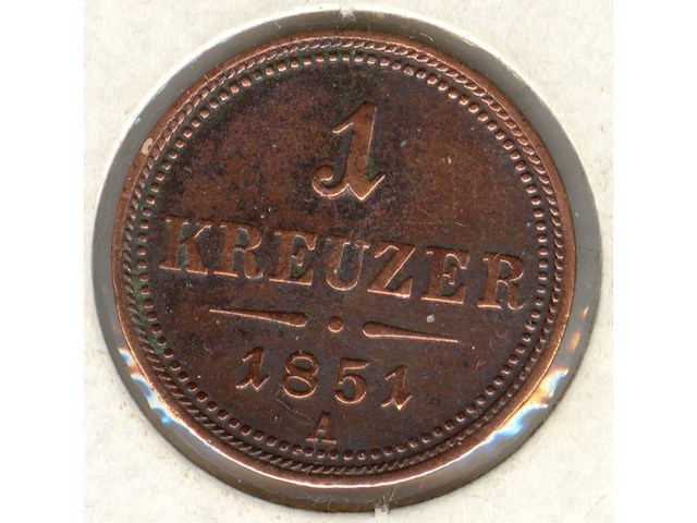 Austrija 1 kreuzer 1851 A unc