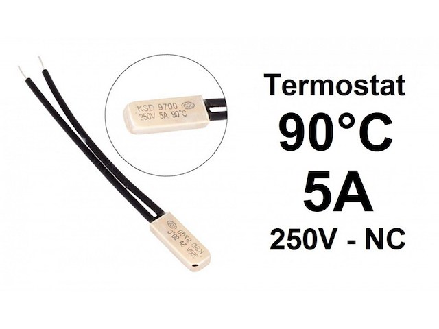 Termostat - 90°C - 5A - 250V - NC - bimetal
