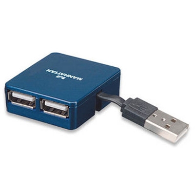 USB Hub, Hi-Speed 2.0, 4-Ports, Blue