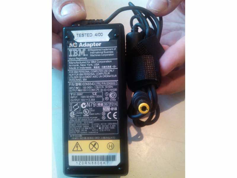 punjac ac adapter ibm laptop p/n02k6543 isprav sa slike