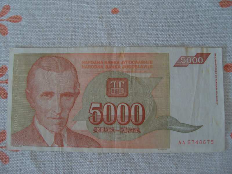 5000 din. novcanica, Jugoslavija 1993.