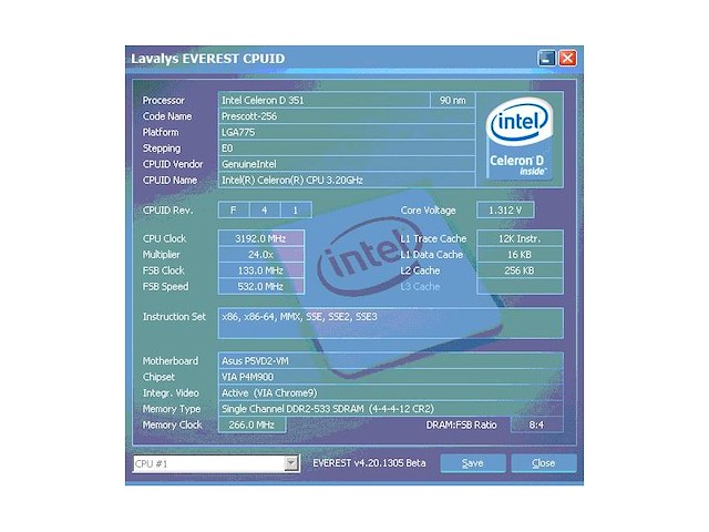 Procesor Intel Celeron 64 3,20 GHz, Soket 775