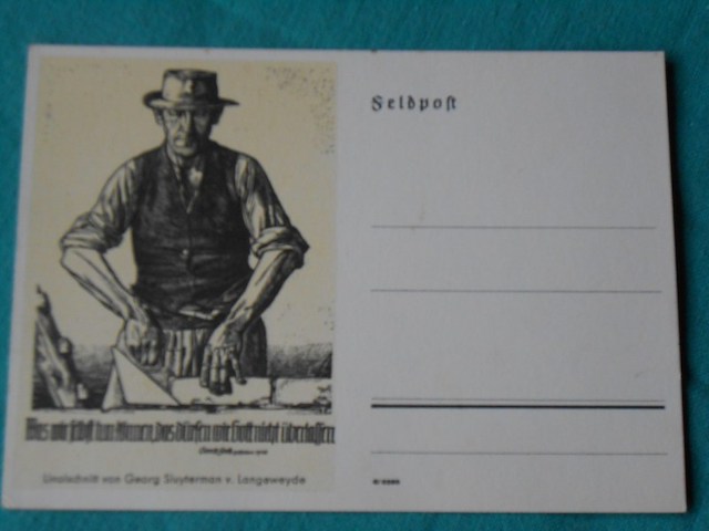 Feldpost Sonderkarte Linolschnitt - G. Sluyterman/Y04/