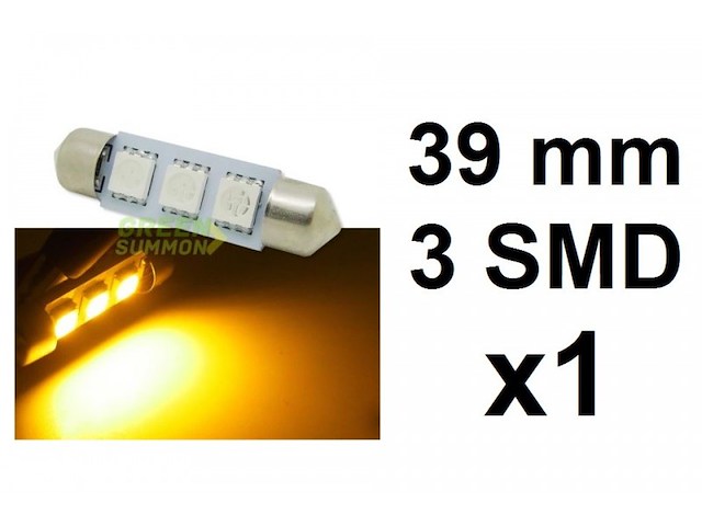 LED Sijalica - 39 mm - ZUTA - 3 SMD - 1 komad