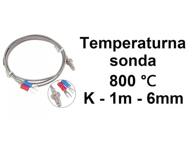 Temperaturna sonda 800℃ 1m K tip sa navojem M6