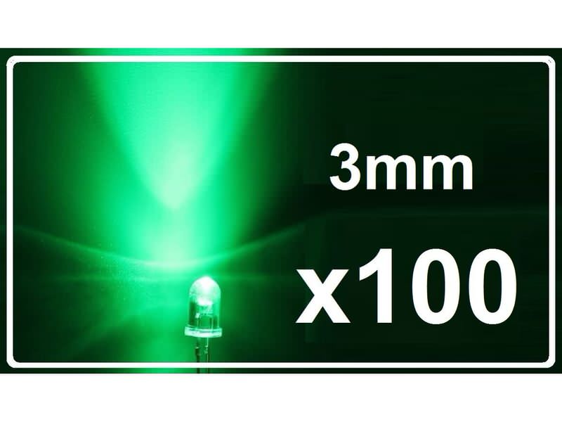 LED dioda - Zelena - 3mm - 100 komada