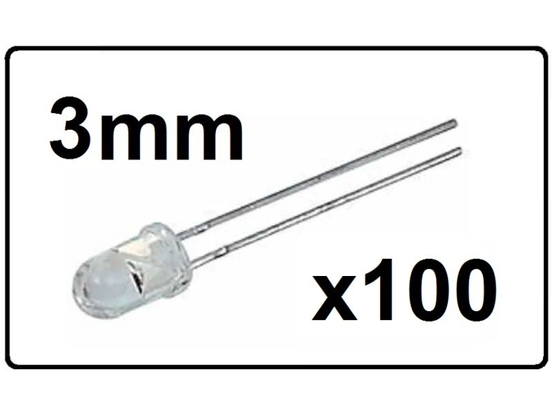 LED dioda - Bela - 3mm - 100 komada