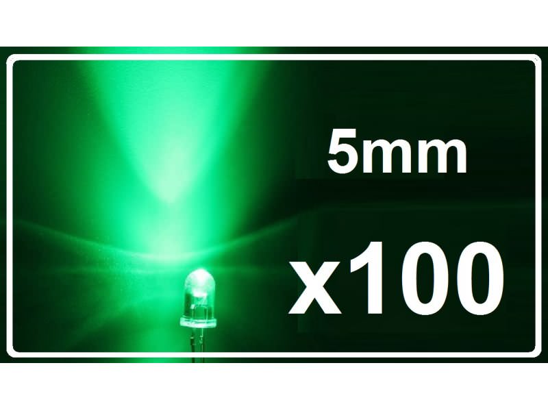 LED dioda - Zelena - 5mm - 100 komada