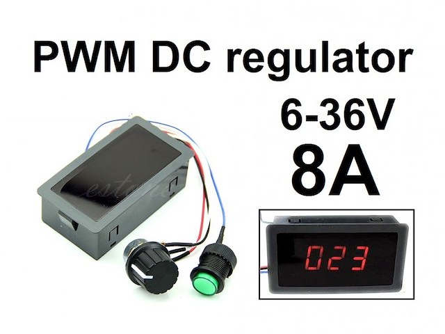 Regulator DC motora - PWM - 8A + displej