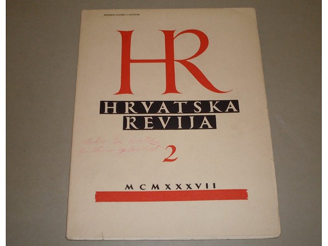 HRVATSKA REVIJA , 1937.