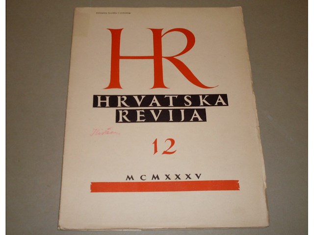 HRVATSKA REVIJA , 1935.