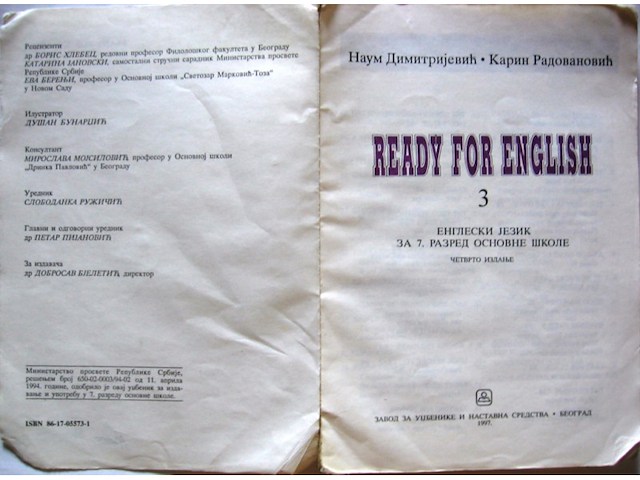 Ready for English 3 - za 7. razred osnovne škole