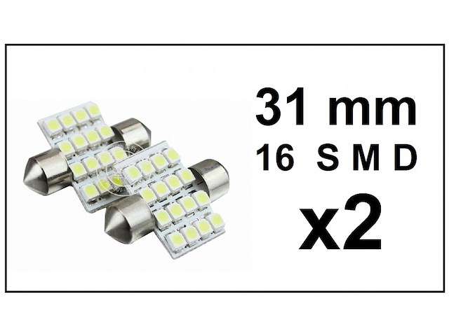 LED Sijalica - za unutrasnjost - 31 mm - 16 SMD - 2 kom