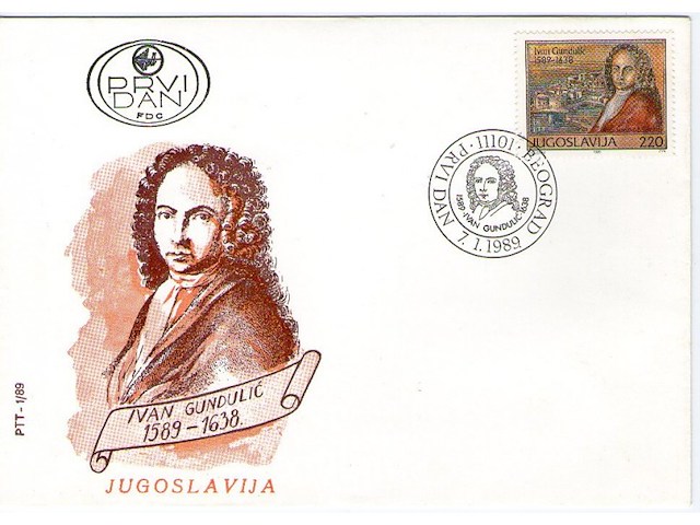 Jugoslavija,1989,Ivan Gundulic,FDC