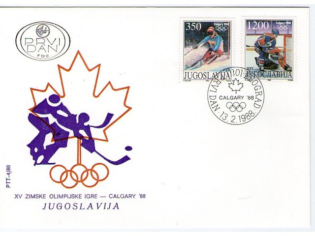 Jugoslavija,1988,Zimska Olimpijada Kalgari,FDC