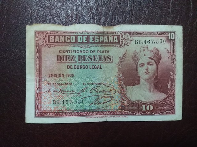 SPANIJA - 10 PESETA 1935