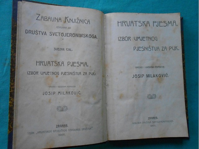 Hrvatska pjesma -pjesništva za puk. Josip Milaković 190