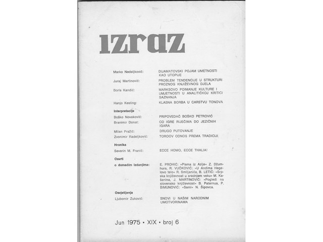 IZRAZ, časopis, jun 1975.g., br 6, XIX