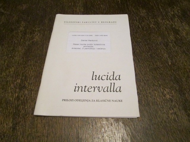 LUCIDA INTERVALLA, 6 (6 /1998 )