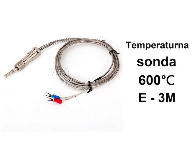 Temperaturna sonda 600℃ 3m E tip sa bajonetom 12mm