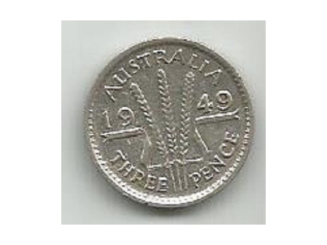 Australija Australia 3 pence 1949. Ag srebro