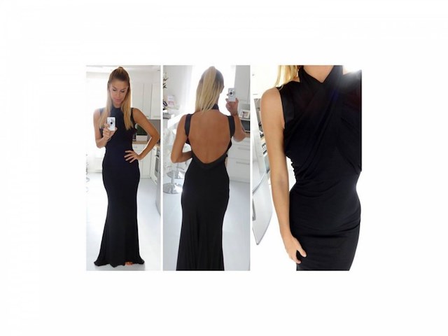 67) Crna duga elegantna haljina u vise boja