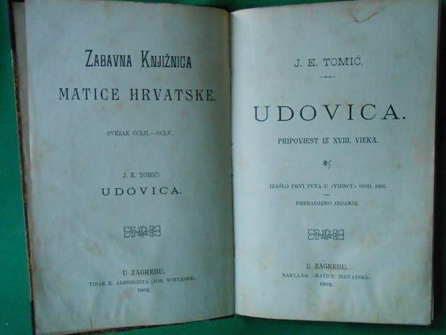 J.E.Tomić: Udovica -Pripoviest iz XVIII.vieka /1902.g