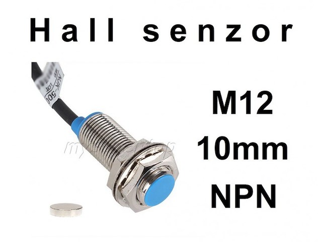 HALL senzor - SM12 - 10mm - NPN - 6-36VDC - NO + magnet