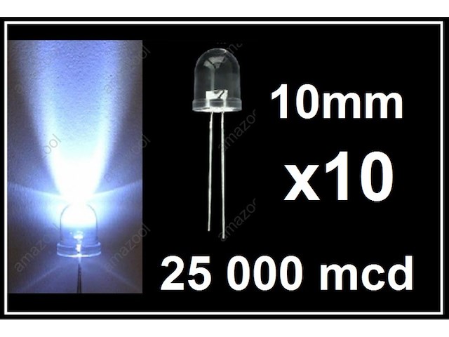 LED dioda - Bela - 10mm - 10 komada