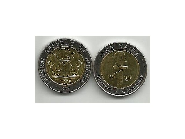 Nigeria 1 naira 2006. UNC bimetal