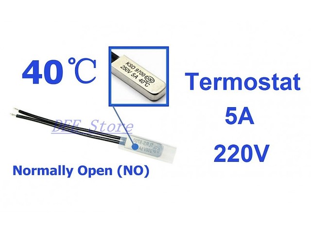 Termostat - 40°C - 5A - 250V - NO - bimetal